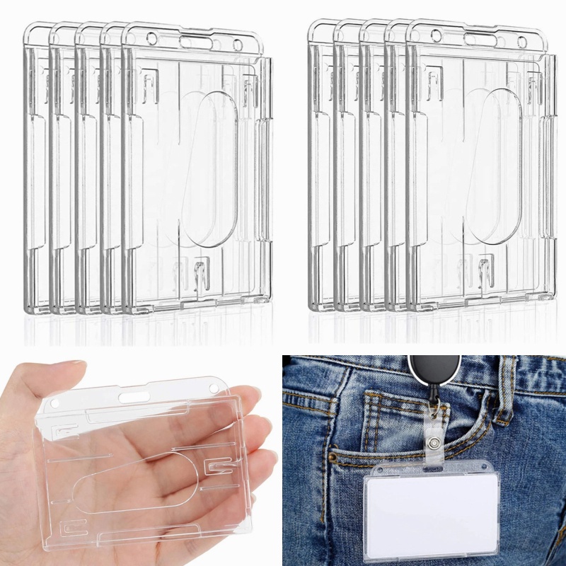 Transparent Hard Plastic Vertical ID Work Card Sleeve PS Double-Sided ...