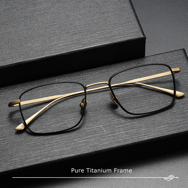 Japanese Minimalist Design 9g Ultra Light Pure Titanium Glasses Rectangular Business Optical ...