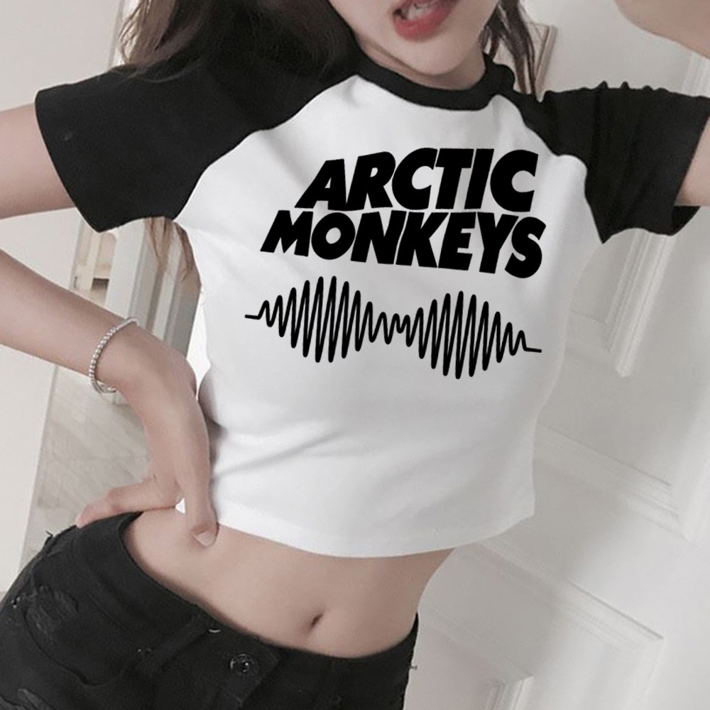 Arctic Monkeys yk2 trashy crop top girl streetwear 90s manga yk2 tshirt ...