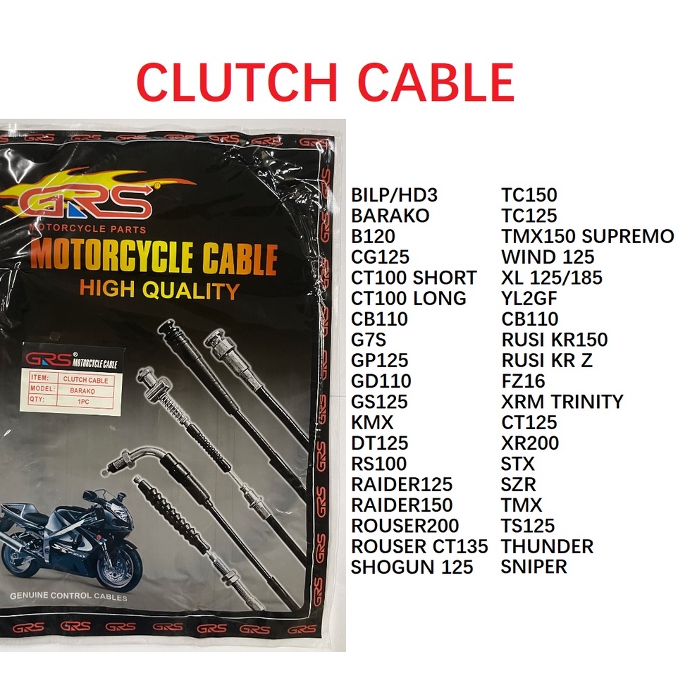 TLJ Motorcycle GRS Clutch Cable 1PC XRM/TMX/WAVE/RUSI/MIO/SMASH/RAIDER ...