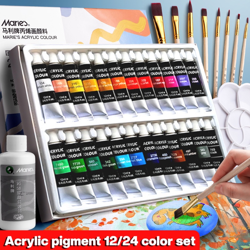 HGS 12ml Acrylic Paint Set 12/18/24/36 Color Professional Artist ...