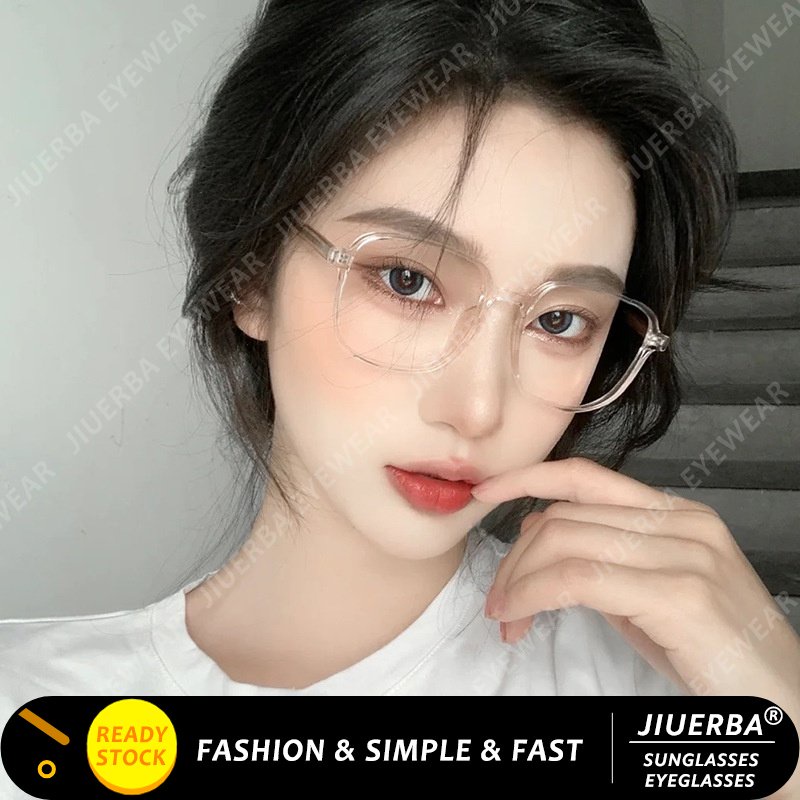 (JIUERBA) Oversized Square Frame Transparent Eyeglasses Korean Fashion ...