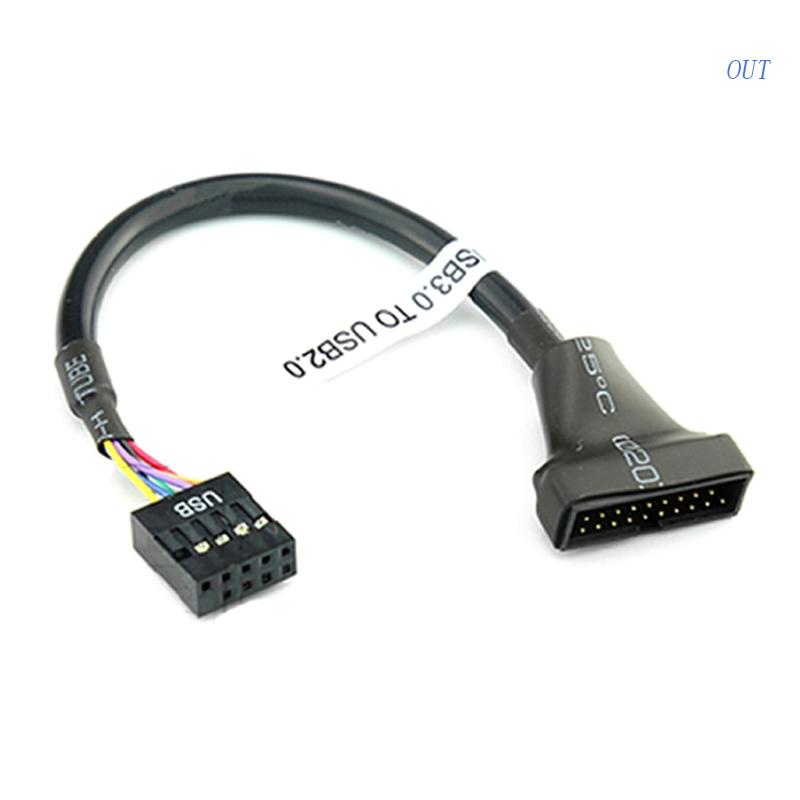 OUT USB Header Splitter Cable,19/20 Pin Motherboard USB Header to USB 9 ...