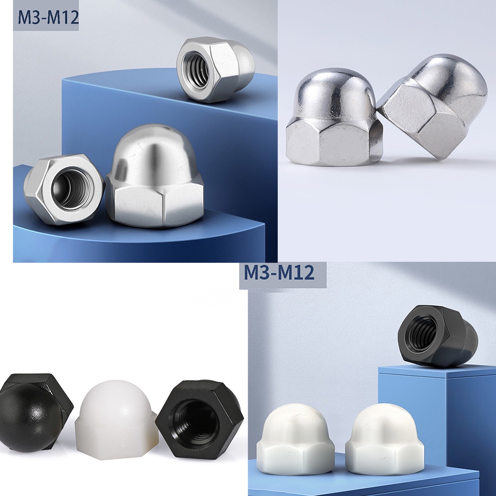 M3-M12 Dome Nuts 304 Stainless Steel/Black And White Nylon Screw Cap ...