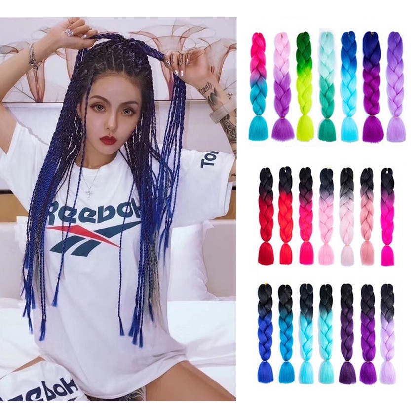 Synthetic Jumb Braids Ombre Braiding Hair Extension Wig Pink Purple ...