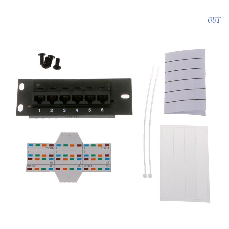 OUT 19" Rackmount or Wall Mount 6 Port Patch Panel (CAT5e RJ45 Patch ...