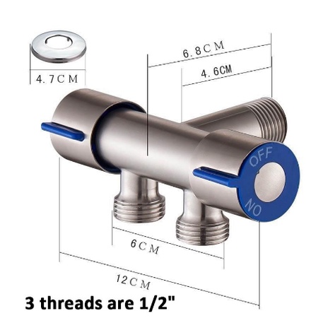 SUS304 Two Way Angle Valve 1/2" Angle Valve Multi-function Stainless ...