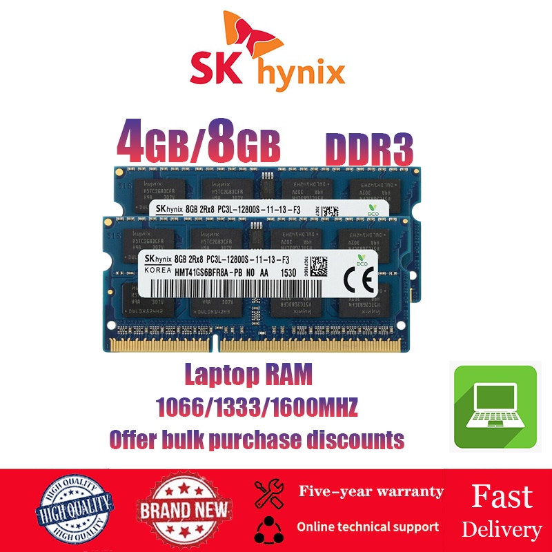 【IN STOCK】SK hynix 4GB/8GB DDR3/DDR3L Notebook Memory RAM SODIMM 1066/1333/1600MHz 204Pin 1.35V ...