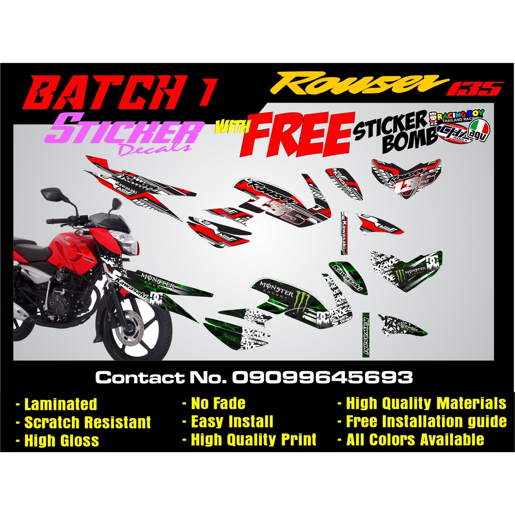 ROUSER 135,Pulsar 135 Bajaj kawasaki Full Set STICKER DECALS | Shopee ...