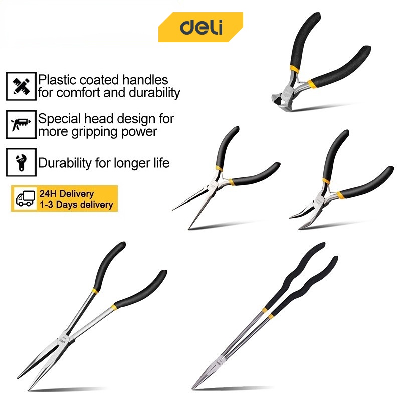 Deli 6" Needle Pliers 5" Curved Pliers 4" Cutting Pliers 11/16 ...