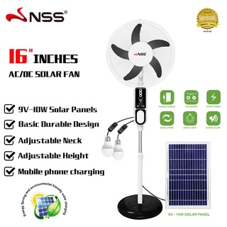 NSS 16 inch Solar fan Rechargeable Fan with Solar Panel with LED Light ...