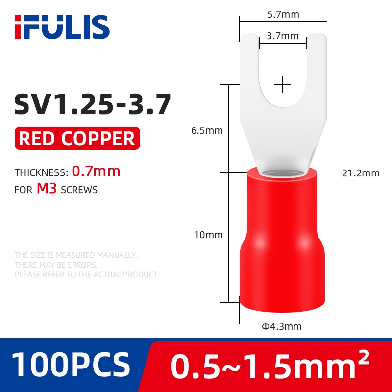 SV Spade Terminals Insulated Cable Connector Electrical Wire Crimp SV1.25 SV2 SV3.5 SV5.5 Butt ...