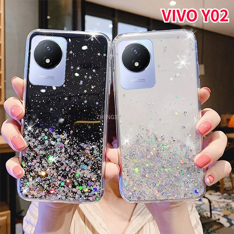 Casing For VIVO Y02 2022 Y02A Y02T Phone Case Luxury Gradient Glitter ...