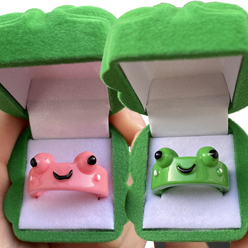 2Pcs Cartoon Frog Rings for Men Fashion Cute Frog Resin Women's Ring ...