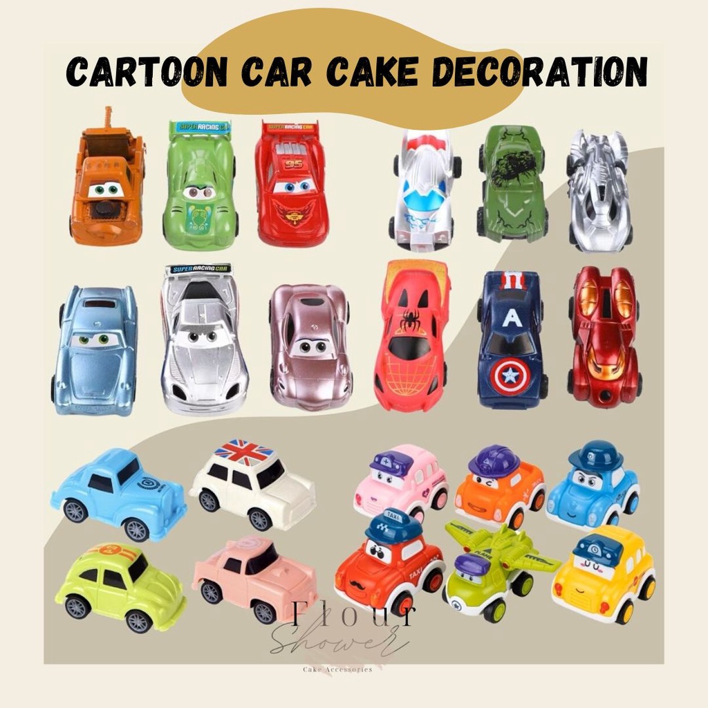 Cartoon Car Cake Topper Decoration Avengers McQueen Car Figurine Race ...