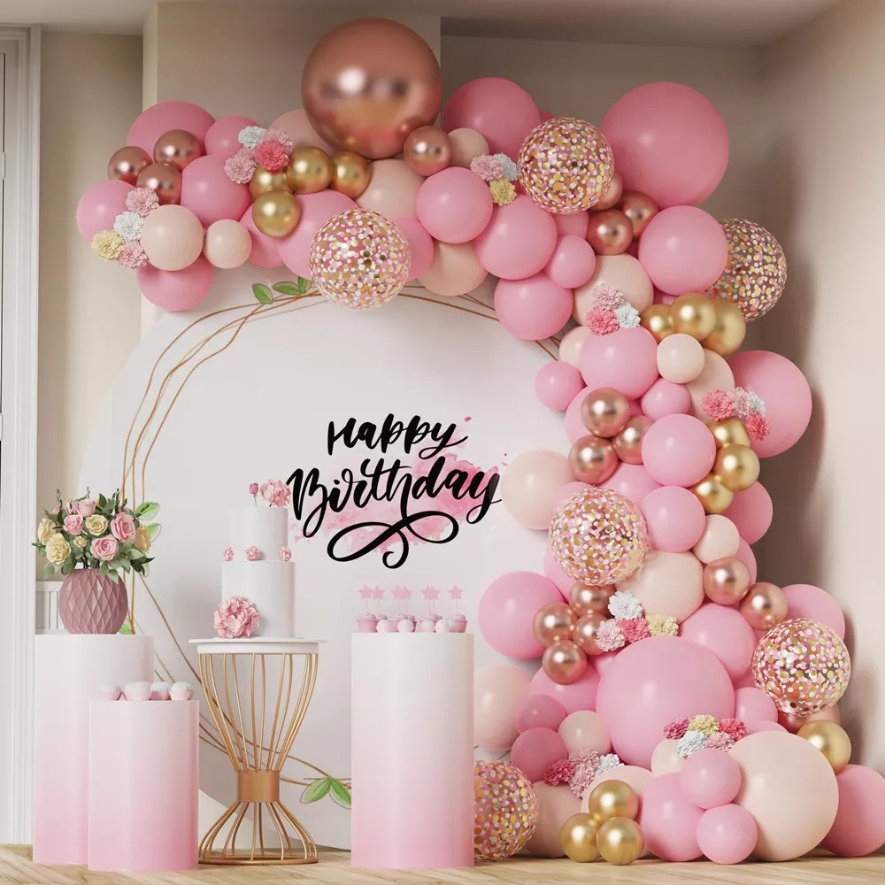 Metallic Pink Balloons Garlands Arches Kit Welcome Baby Shower Girls ...