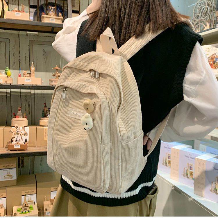 New Corduroy Backpack Women Backpack Japanese Style Schoolbag Korean ...