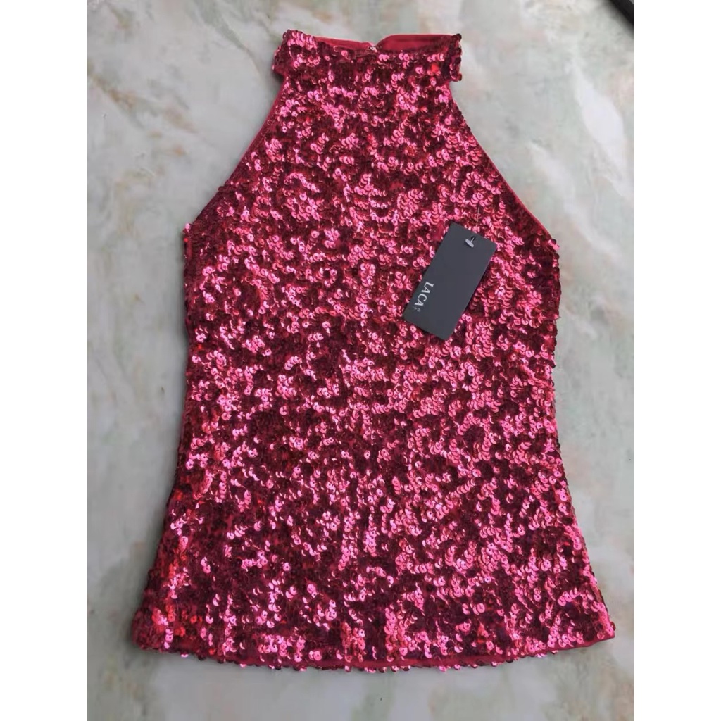 Sidaimi sequins Women Fashion Shimmer Flashy Embellished Halter Neck ...