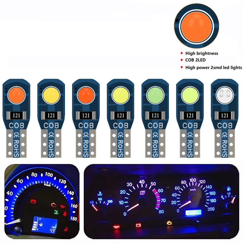 1pcs T5 Auto Car Dashboard Lights 2 cob Reading Instrument Panel Lamp ...