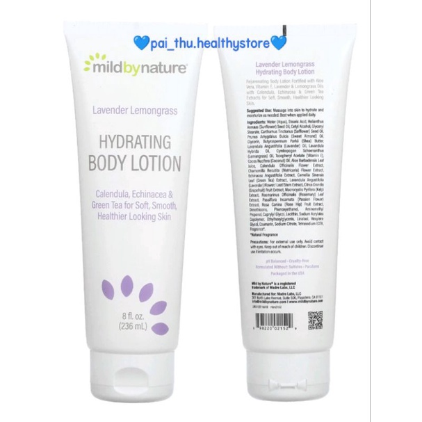 Mild By Nature Lotion- Body Lotion Lavender Lemongrass- Lotion ...