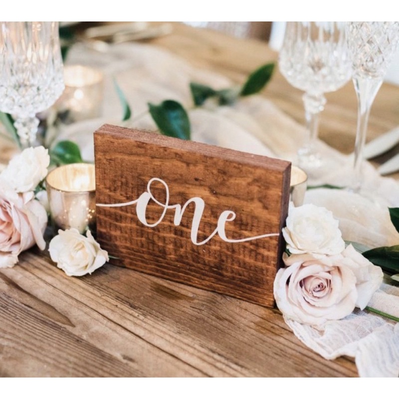 Wooden Rustic Sign Wedding Table Sign Number Place Card Display Stand ...