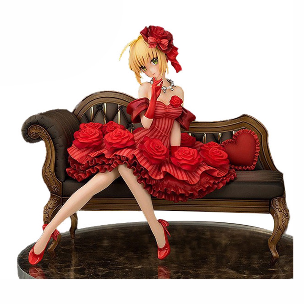 19CM Anime Figure Saber Fate Stay Night Red Idol Emperor Rose Dress ...