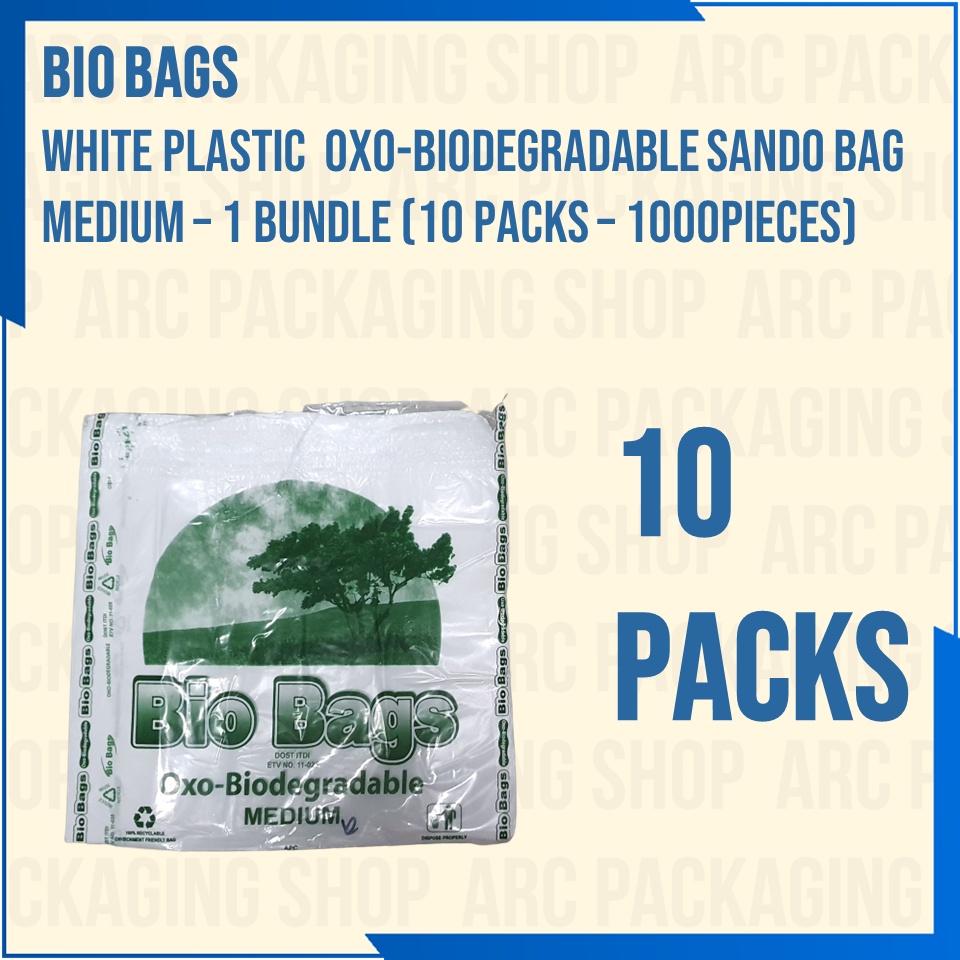 Bio Bags Oxo-Biodegradable Plastic Sando Bag White Medium - 10 Packs ...