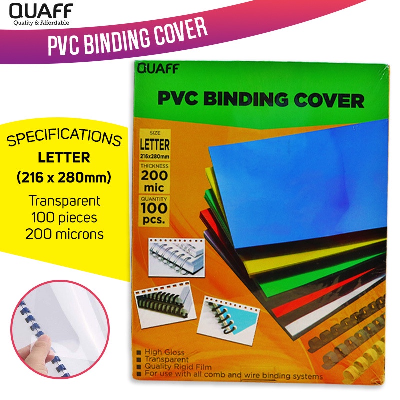 PVC Binding Cover 200micron Short | A4 | Long (100pcs/pack) Quaff Brand ...