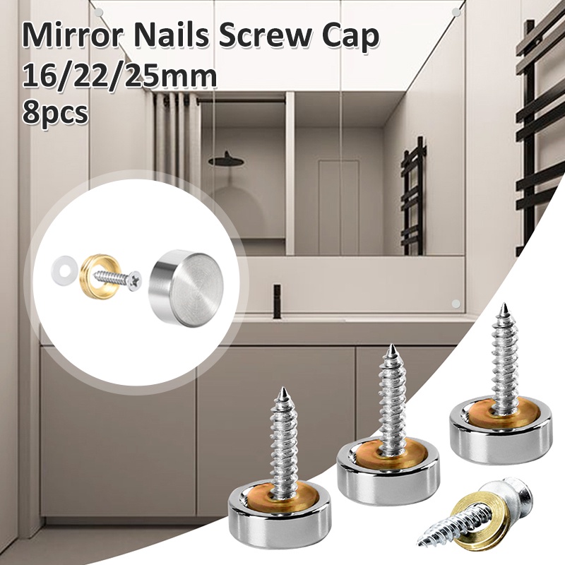 8pcs Mirror Screws Decorative Caps Cover Stainless Steel Mirror Screws ...