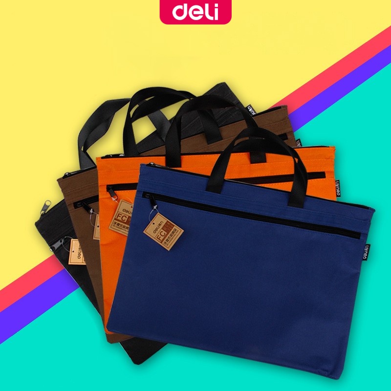 Deli Portable Canvas Expanding File Storage Bag Double Layer ...