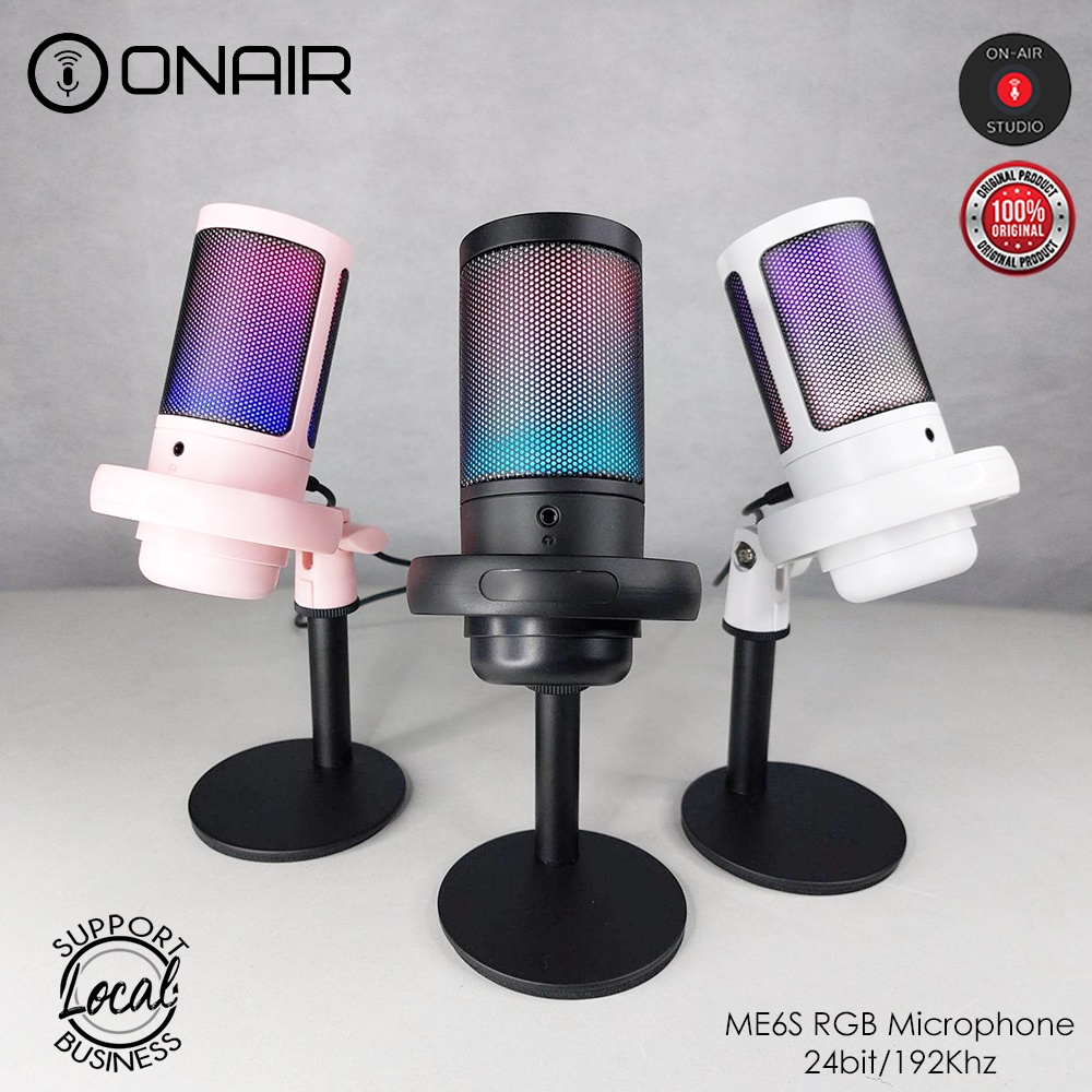 ONAIR ME6S RGB MIC Gaming Condenser Microphone 24bit/192khz | Shopee ...