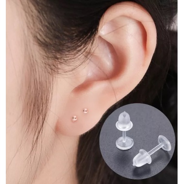FLOYD.SHOP Transparent Plastic Rubber Stud Earring Simple Anti Allergy ...