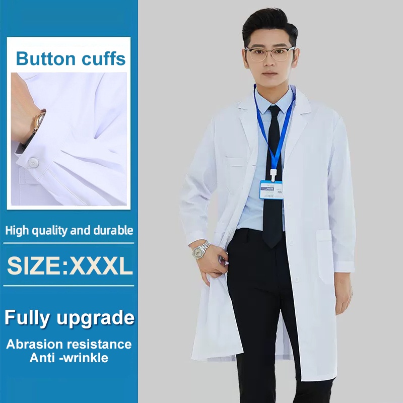Lab Coat Lab Gown Long Sleeve White Laboratory Gown for Men White Coat ...