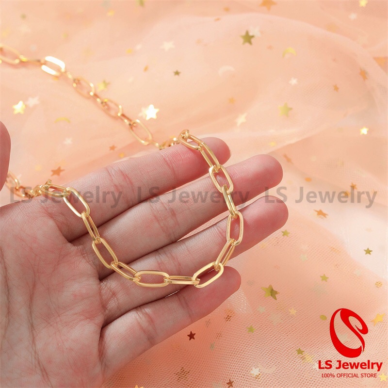 LS jewelry 18k stainless steel rectangular necklace 2501c | Shopee ...