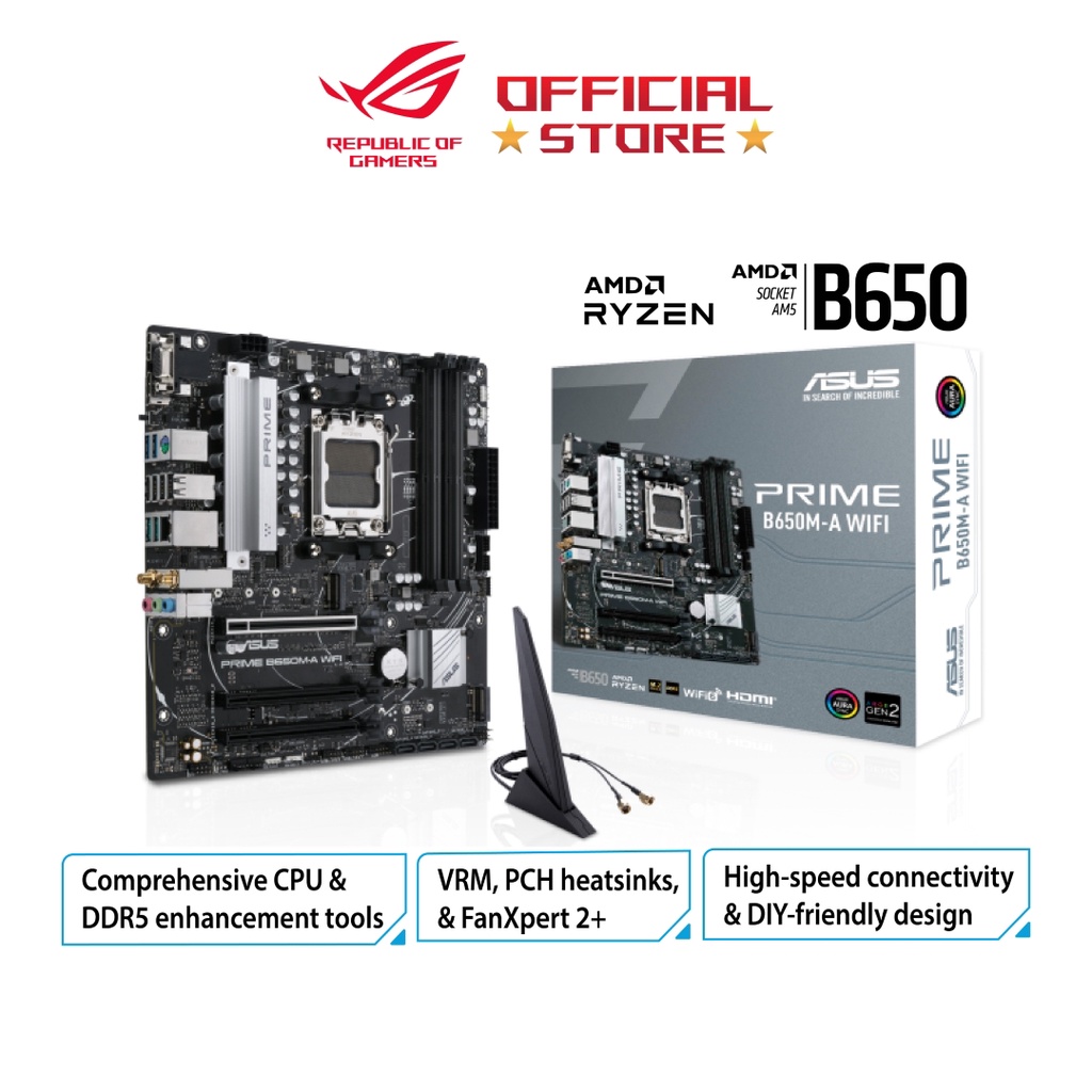 Asus Prime B650M-A WiFi AMD B650 Socket AM5 micro-ATX Gaming Aura Sync ...
