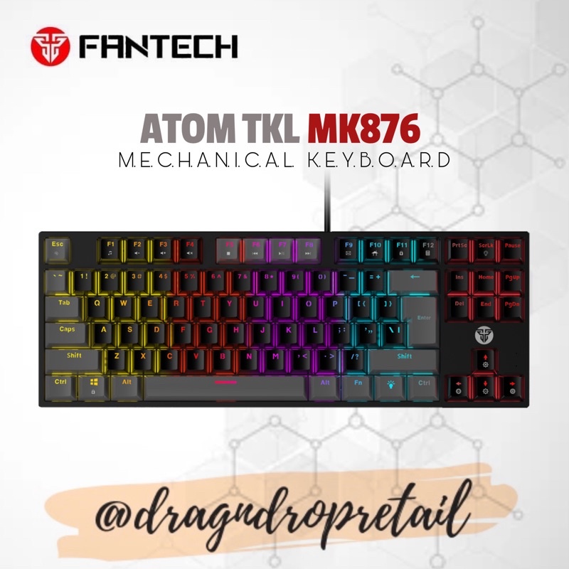 FANTECH ATOM MK876 TKL Mechanical RGB Gaming Keyboard, 87 Keys Compact ...