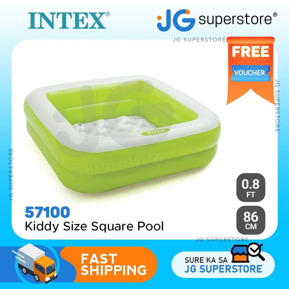 Intex 57100 Square Type 86cm x 86cm x 25cm Inflatable Swimming Pool for ...