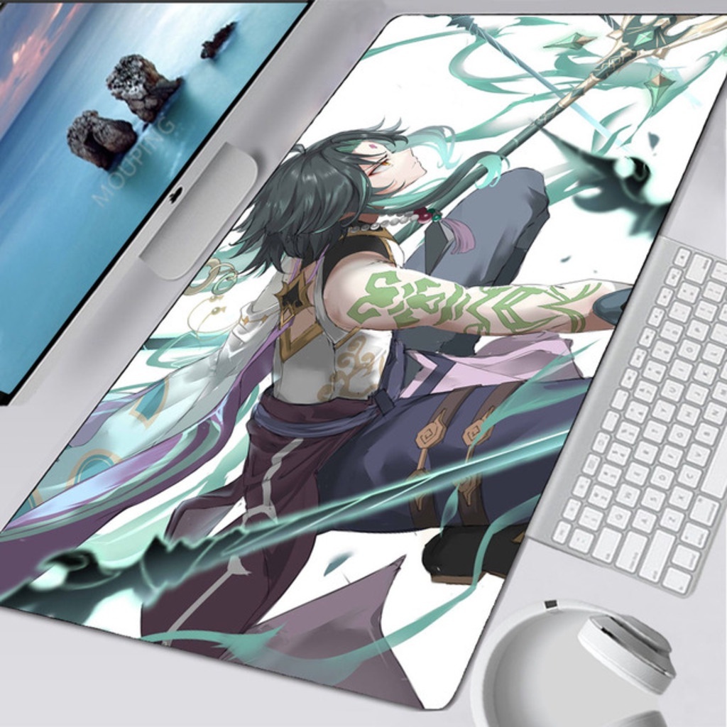 Genshin Impact Xiao Desk Pad Anime Mouse Mats Xxl Black Large Mouse Pad ...
