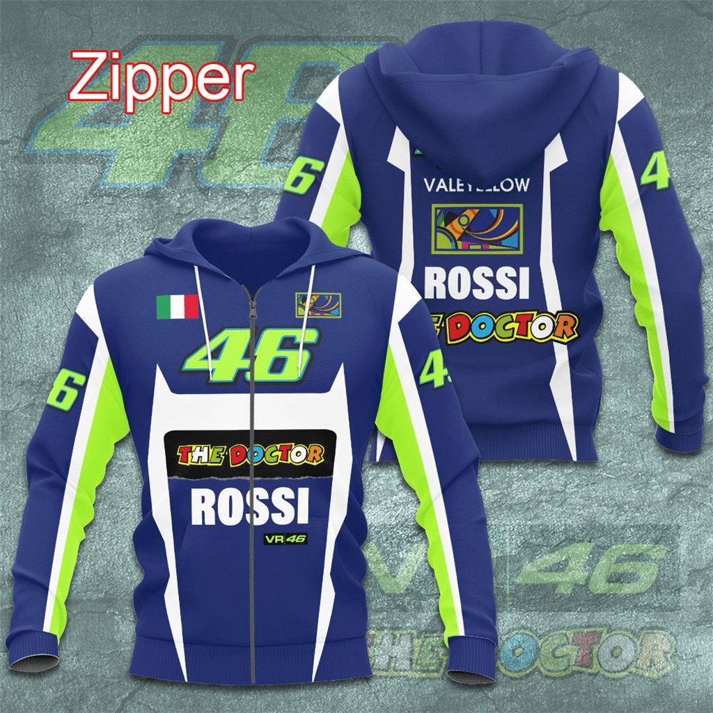 Valentino Rossi VR46 Dr. Yamaha MotoGP Racing Men's Zip Hooded ...