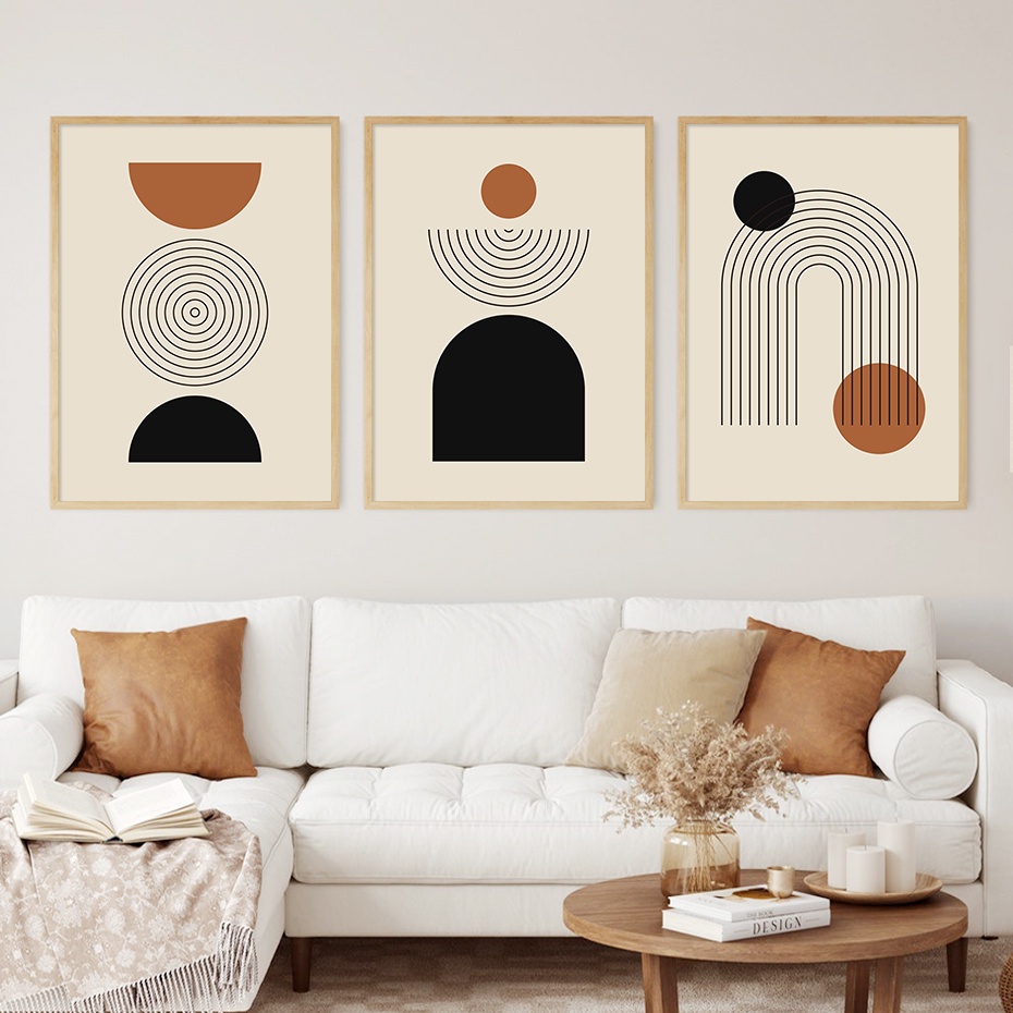Abstract Geometric Line Beige Posters Boho Wall Art Posters Canvas ...