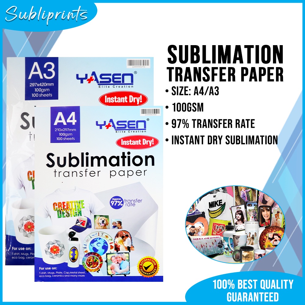 Quick drying Yasen Sublimation Paper A4/A3 High quality Transfer paper for Printing | Shopee ...