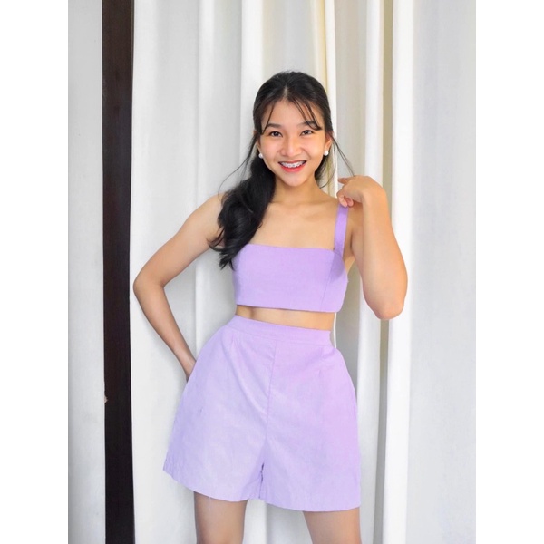 Solen Set ( Crop top and Highwaist Short) | Shopee Philippines