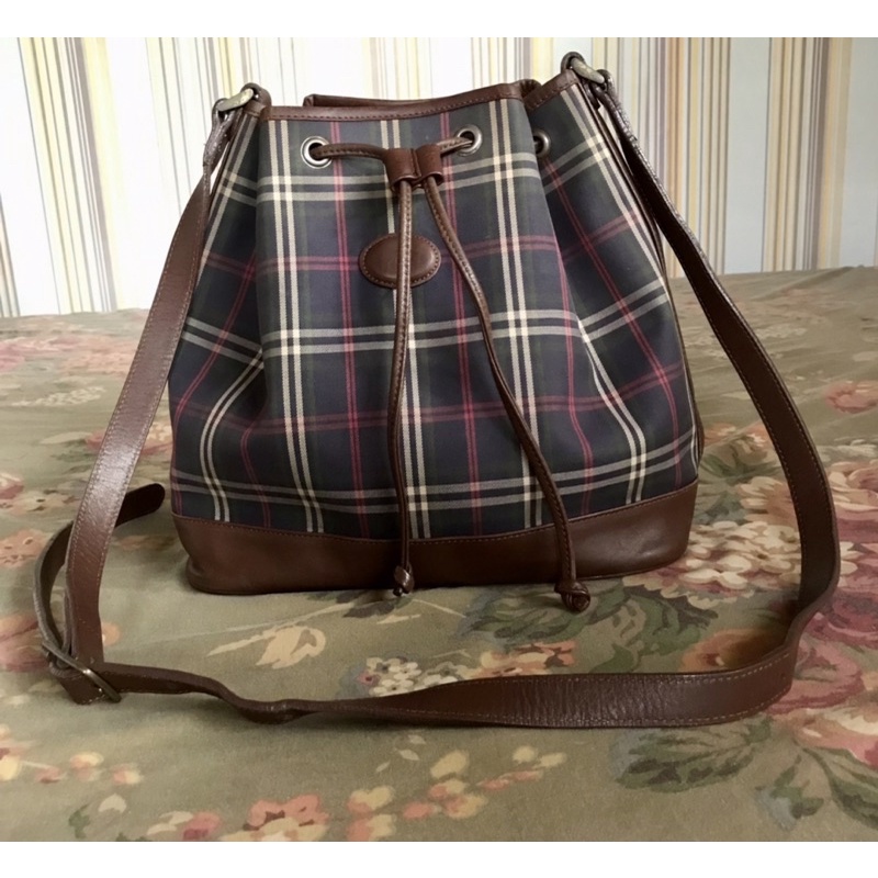 BEANPOLE bucket sling bag soft canvas - genuine leather combi in good ...