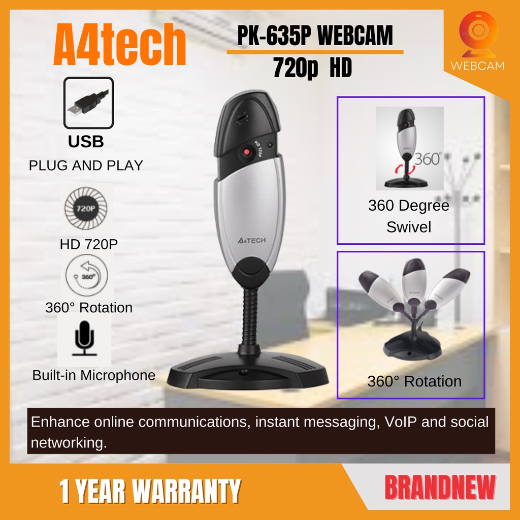A4TECH PK-635P Web Camera supported PC and Laptop_Plug n Play_HD 720p ...
