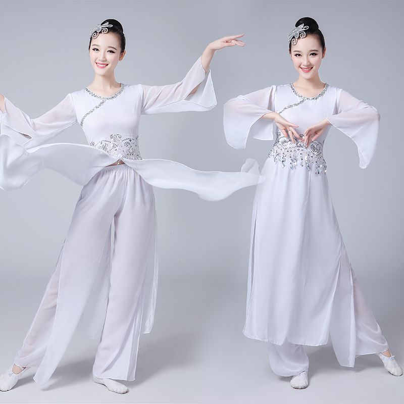 Mga costume ng pagganap Bagong Classical Dance Ink White Performance ...