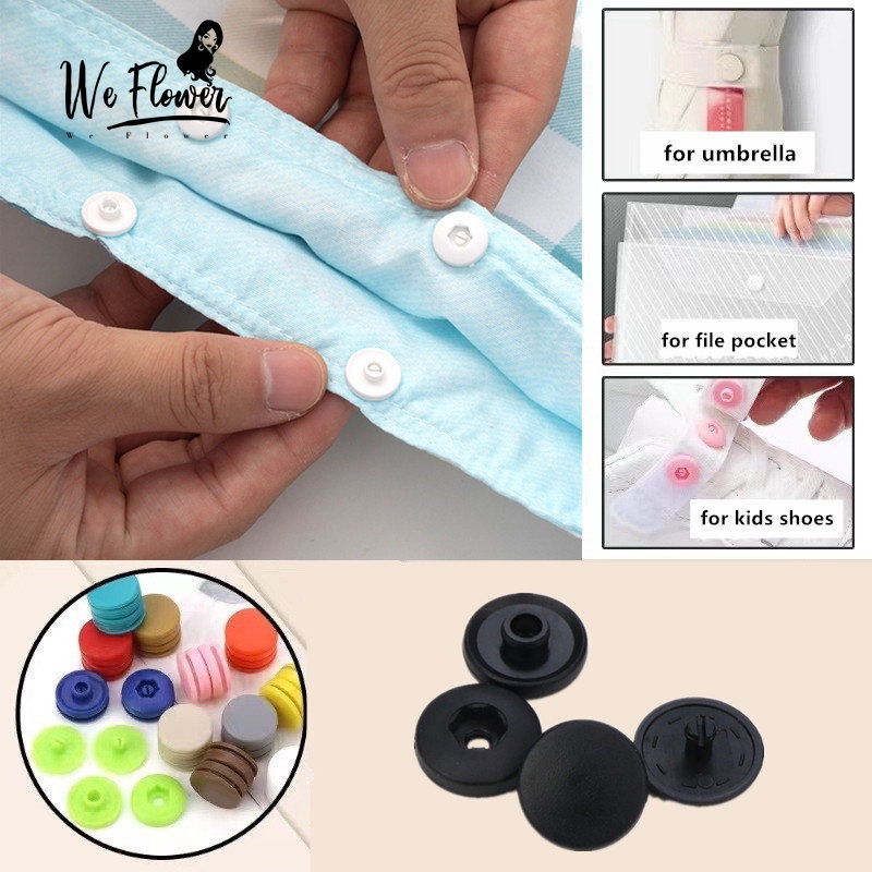 We Flower No Sew Invisible Snap Buttons Round Plastic Punch Poppers For Cloth Diaper/Bibs ...