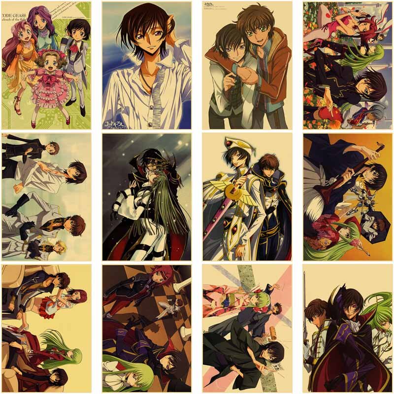 Japanese Anime Code Geass Poster Mural Retro Kraft Paper Prints Posters ...