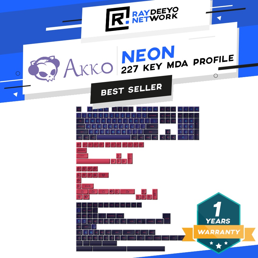 Akko Neon Keycap Set [MDA Profile 227 Keys/PBT Doubleshot] | Shopee ...