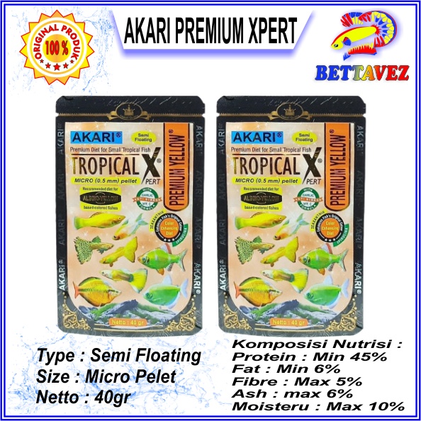 Akari TROPICAL XPERT PREMIUM YELLOW Pellets 40GR TROPICAL Fish Pellets ...