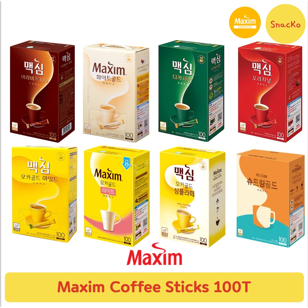 PROMO Maxim Instant Coffee 100 sticks KOREA - Mocha Gold - White Gold ...